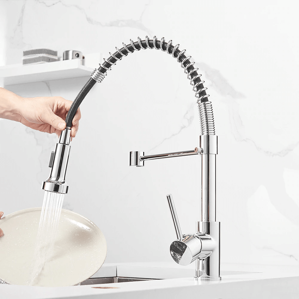 Spiro Single-Hole Kitchen Faucet with Pull-Down Spring Spout ...