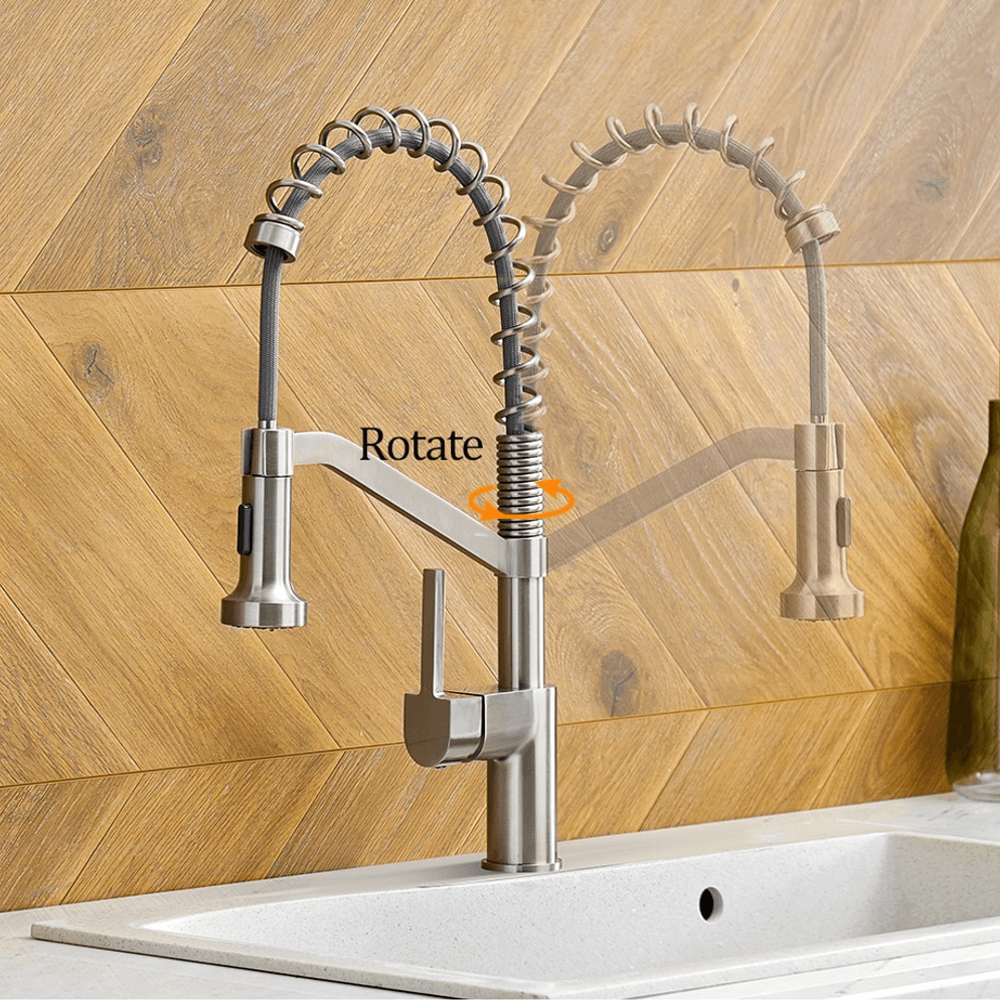 Apollo Single-Hole Kitchen Faucet with Pull-Down Spring Spout ...