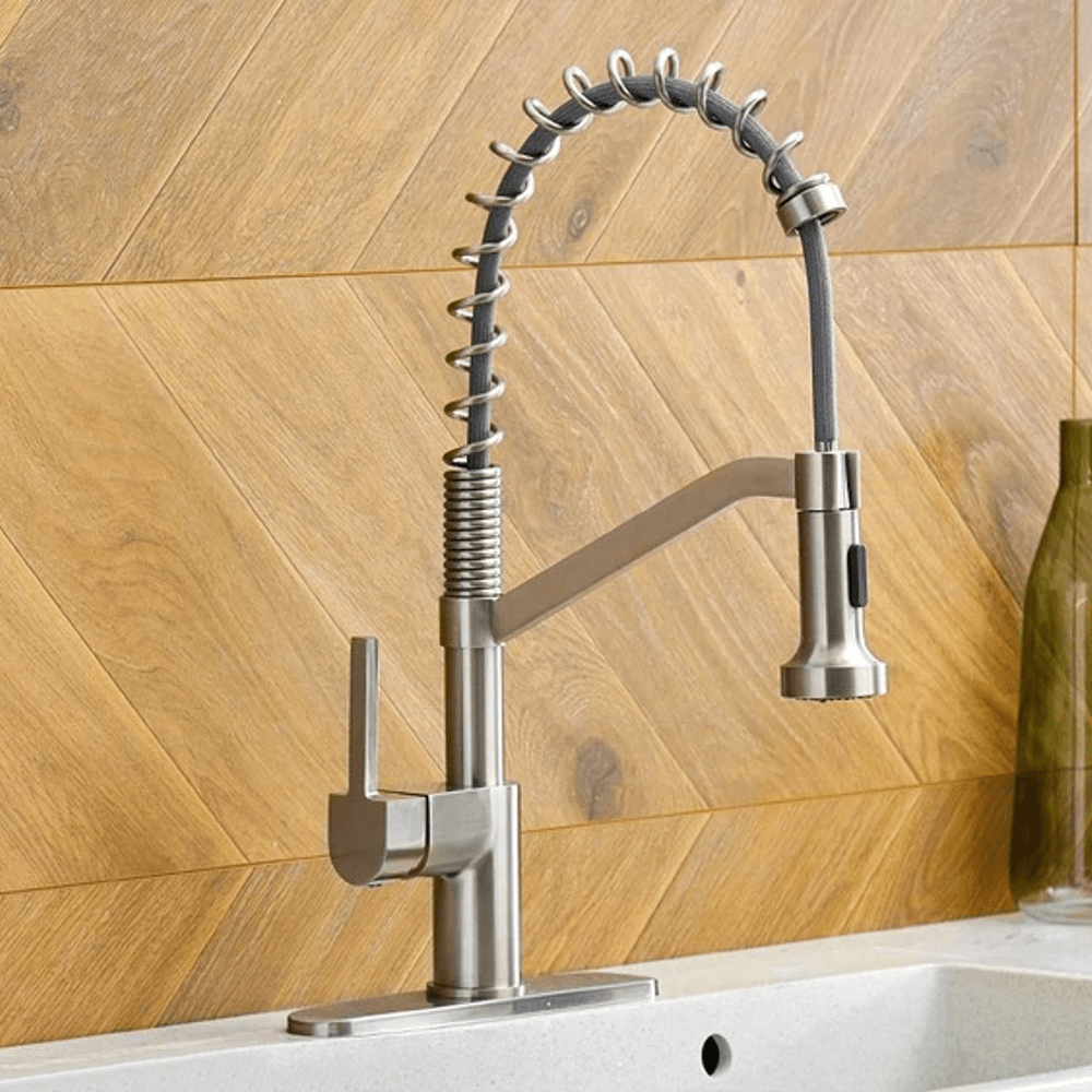 Apollo Single-Hole Kitchen Faucet with Pull-Down Spring Spout ...